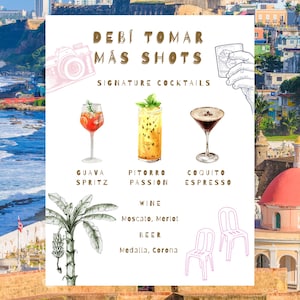 DTMF Bad Bunny Puerto Rico Inspired Bar Menu Sign Template, Bridal ...