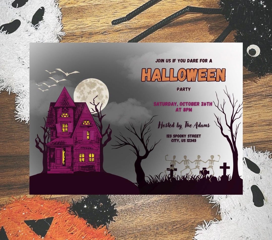 Editable Halloween Haunted House Invitation, Halloween Party Invite ...