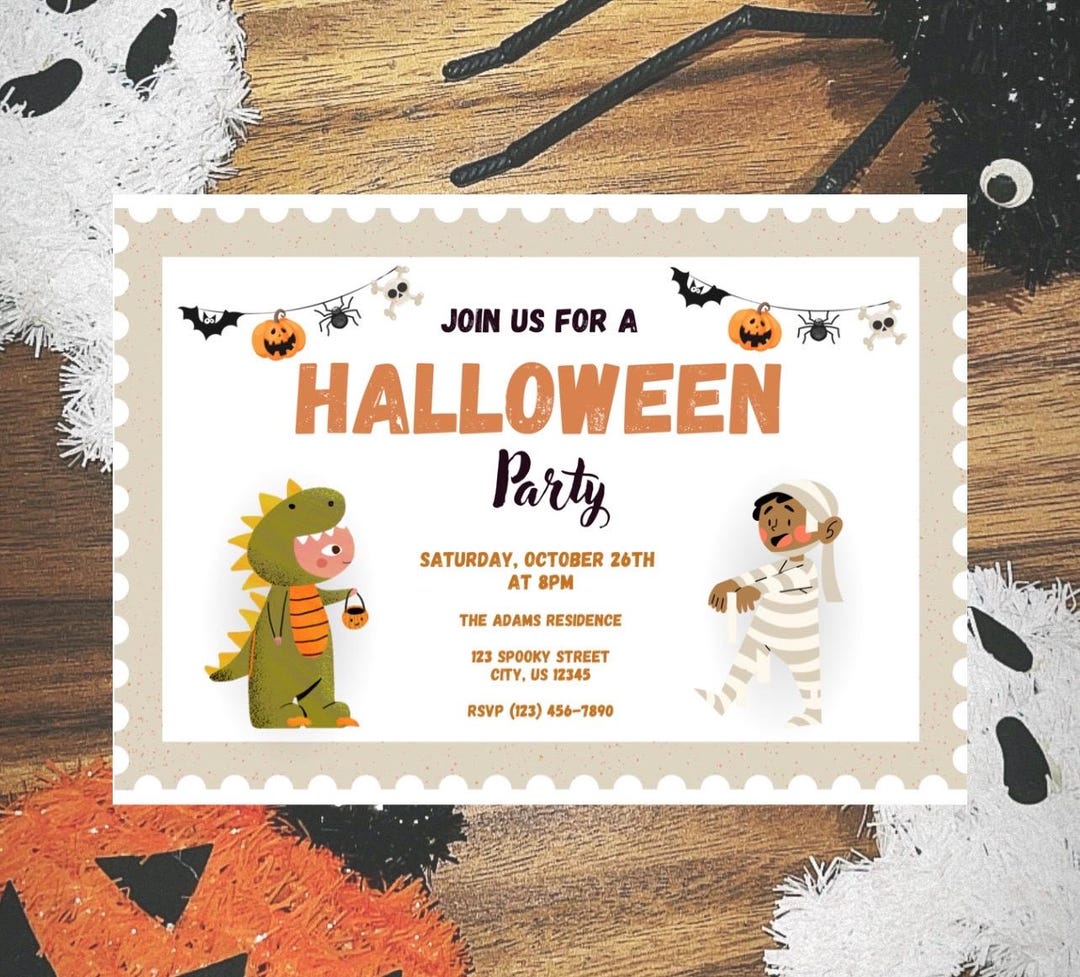 Editable Halloween Kids Party Invitation, Halloween Party Invite ...