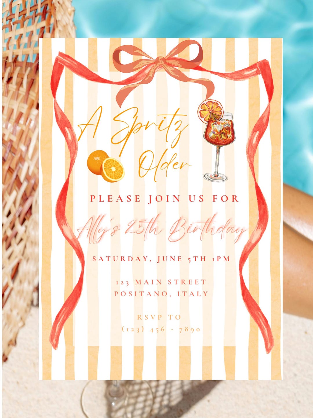 A Spritz Older Ribbon Theme Birthday Invite Template, Customizable ...
