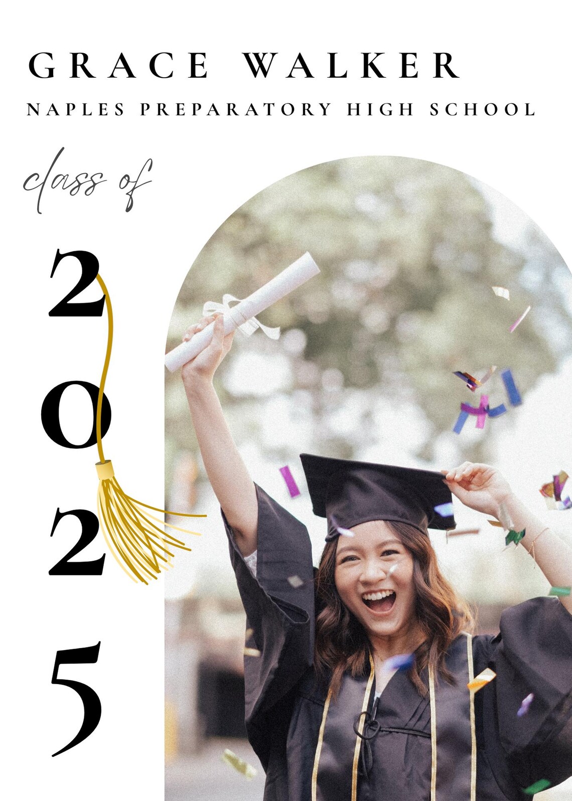 Modern Graduation Party Invite: Class of 2025, Photo Arch (printable or ...