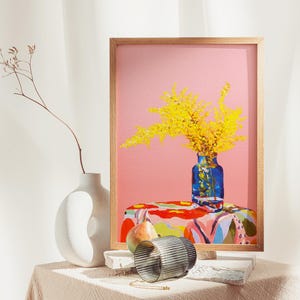 Pink Wattle Still Life Art Print | Bright Australian Native Flowers ...
