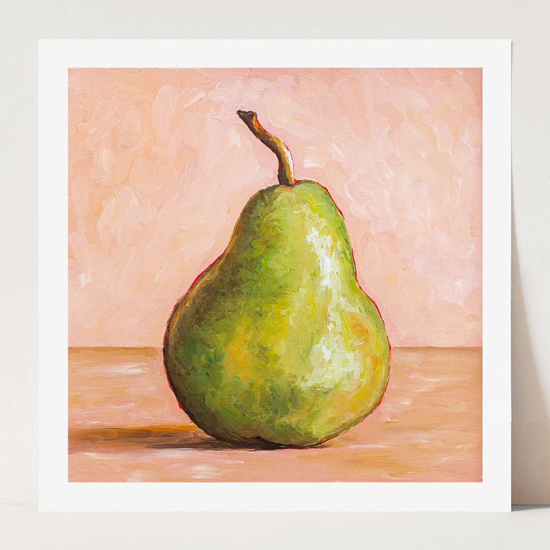 Still Life Pear Art Print Square Home Decor Oil Painting Dining Room ...
