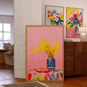 Pink Wattle Still Life Art Print | Bright Australian Native Flowers ...
