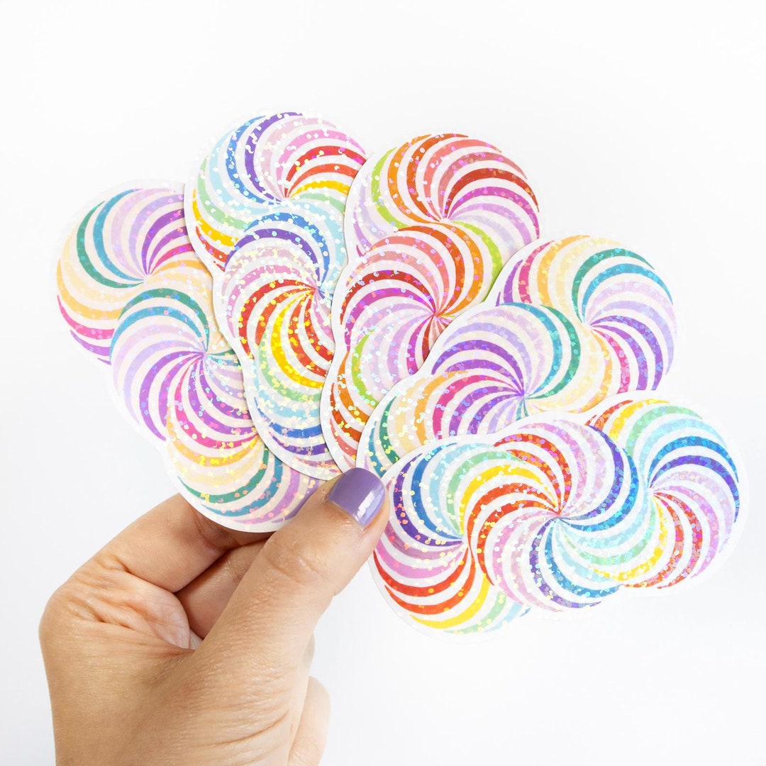 Trippy Rainbow Spiral Glitter Stickers. Based on Original Artwork ...