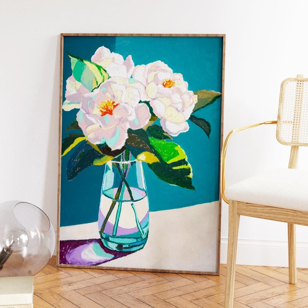 White Peonies Art Print | Flower Bouquet / Floral Still Life Poster ...