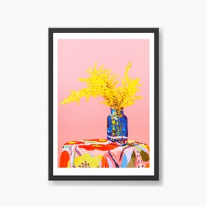 Pink Wattle Still Life Art Print | Bright Australian Native Flowers ...