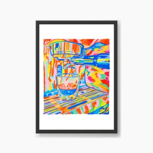 Trippy Coffee Art Print | Original Rainbow Psychedelic Drawing | Modern ...