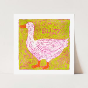 Silly Goose Oil Pastel Art Print | Modern Design | Quirky Funny Wall ...