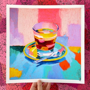 Coffee Espresso Oil Pastel Art Print. Original Drawing. Colorful Wall ...