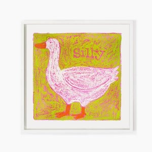 Silly Goose Oil Pastel Art Print | Modern Design | Quirky Funny Wall ...