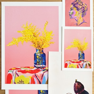 Pink Wattle Still Life Art Print | Bright Australian Native Flowers ...