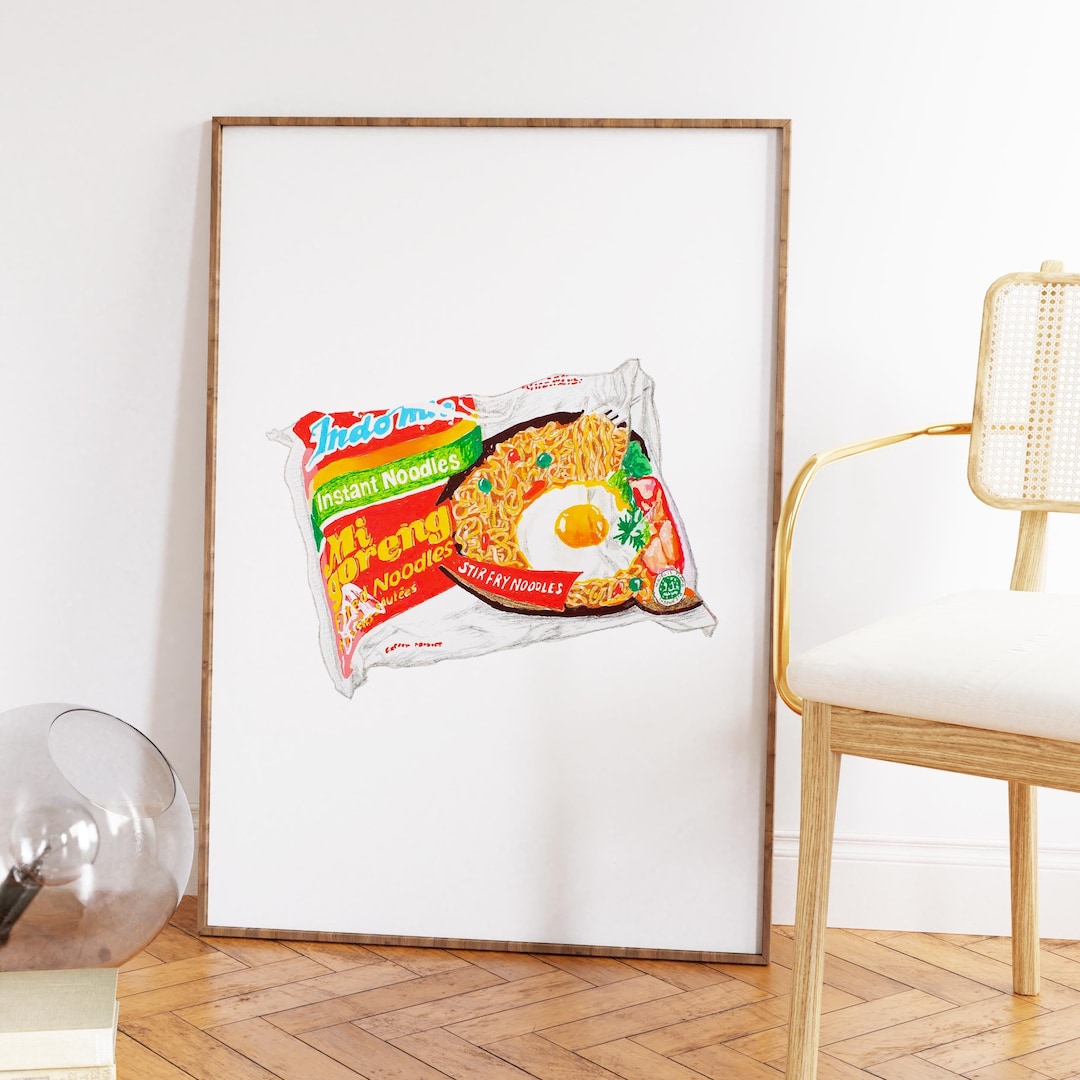 Noodles Art Print | Food Illustration of Indonesian Mi Goreng | Aussie ...