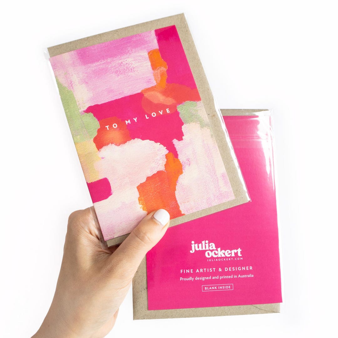 To My Love Greeting Card - Minimal, Modern, Abstract Pink Painting ...