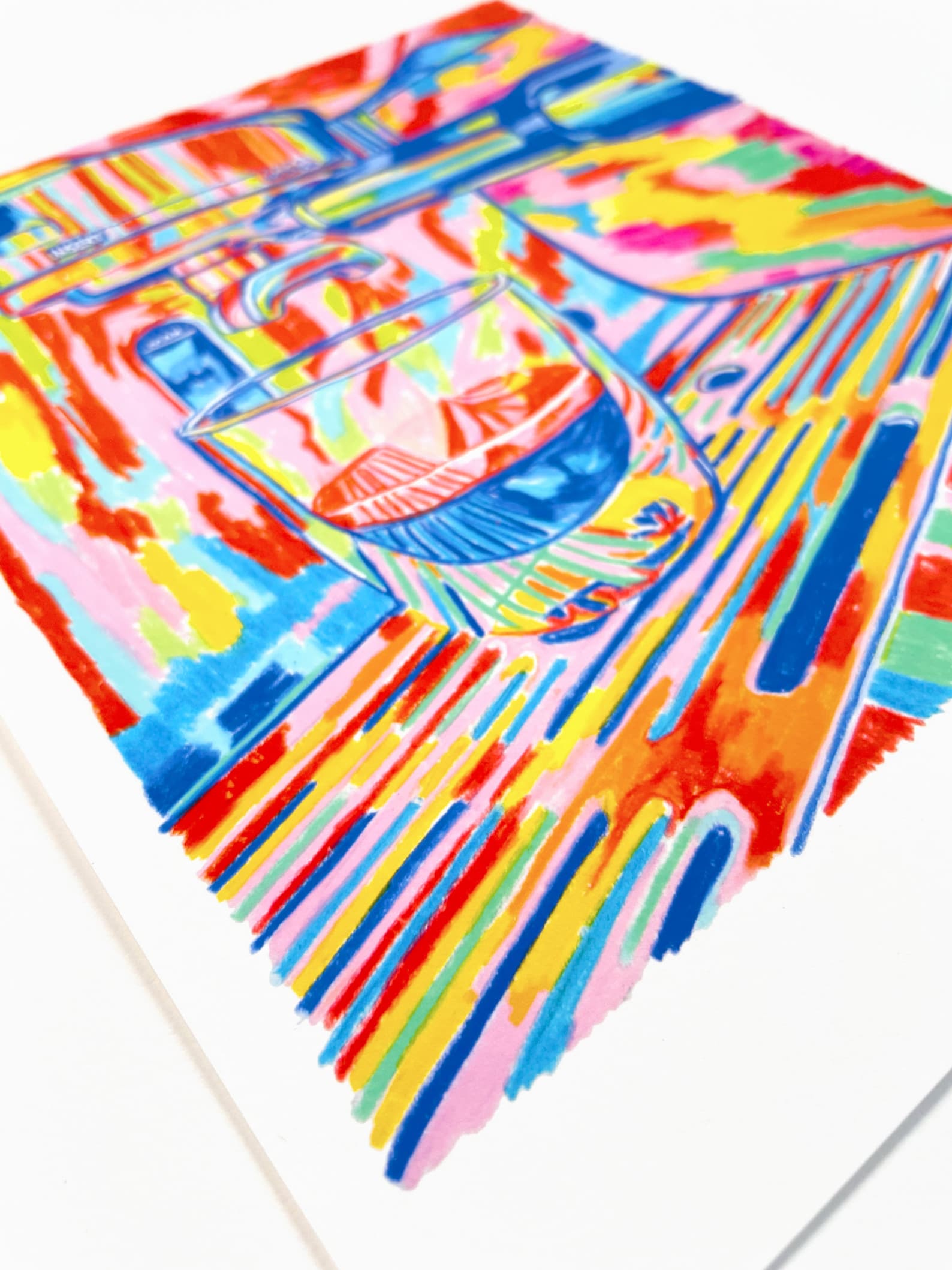 Trippy Coffee Art Print | Original Rainbow Psychedelic Drawing | Modern ...
