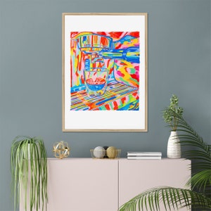 Trippy Coffee Art Print Original Rainbow Psychedelic Drawing - Etsy