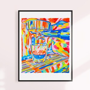 Trippy Coffee Art Print Original Rainbow Psychedelic Drawing - Etsy