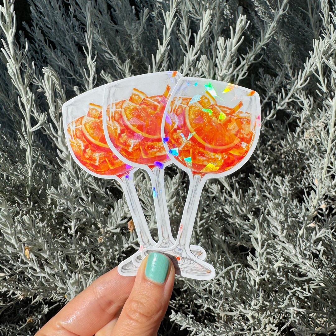 Aperol Spritz Cocktail Prism Sticker - Quirky Vinyl Art Sticker ...