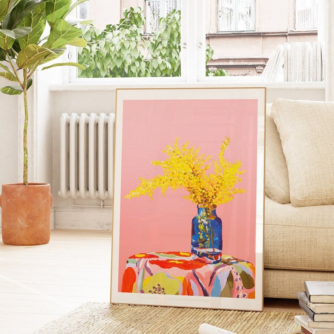 Pink Wattle Still Life Art Print Bright Australian Native Flowers ...