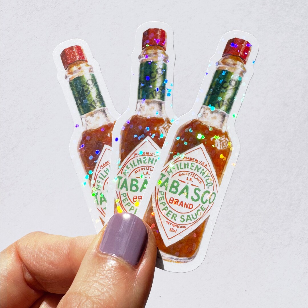 Quirky Hot Sauce Glitter Vinyl Sticker - CUTE AF Original Artwork ...