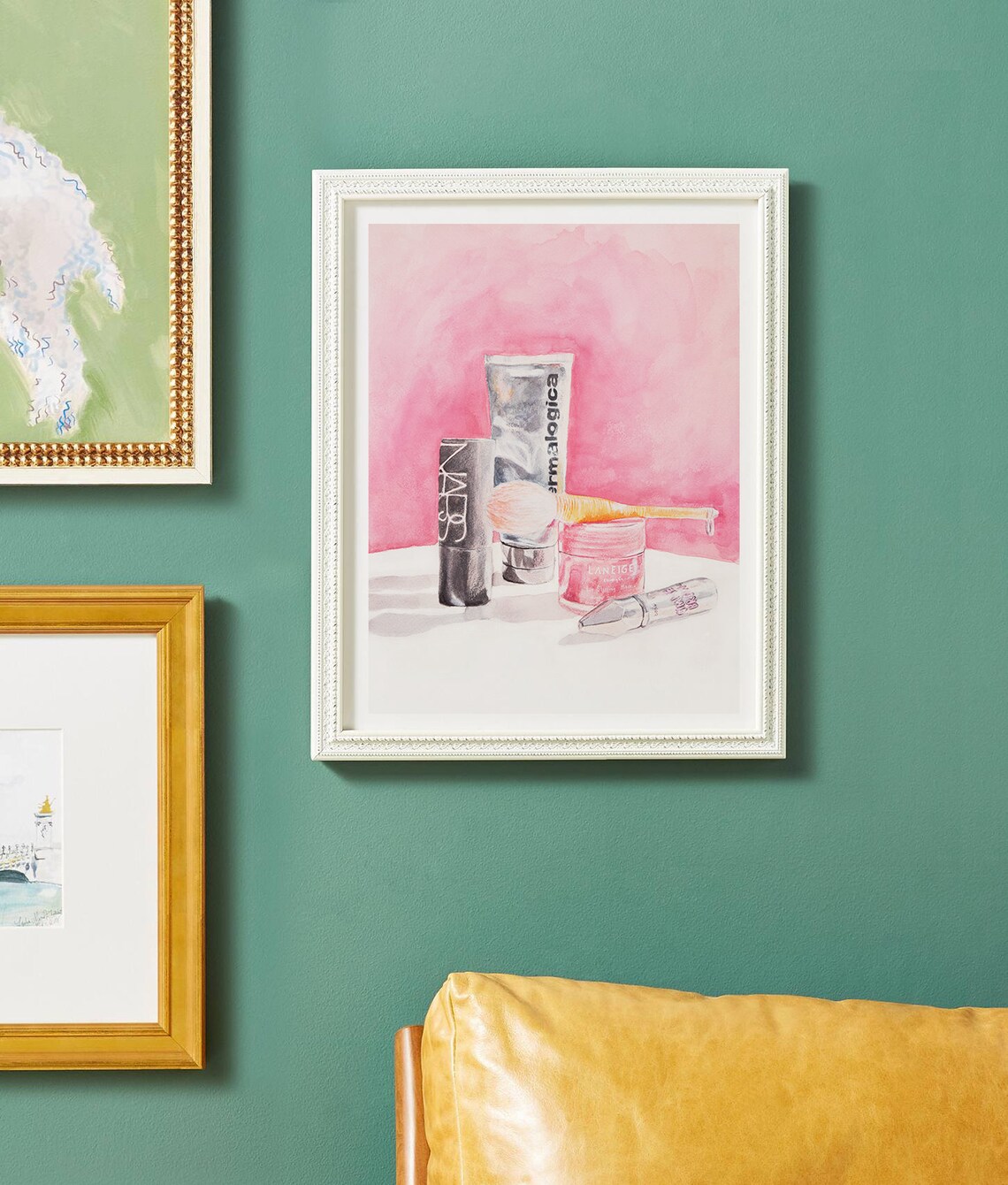 Makeup Vanity Still Life Art Print Pink Feminine Watercolor - Etsy