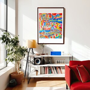 Trippy Coffee Art Print | Original Rainbow Psychedelic Drawing | Modern ...