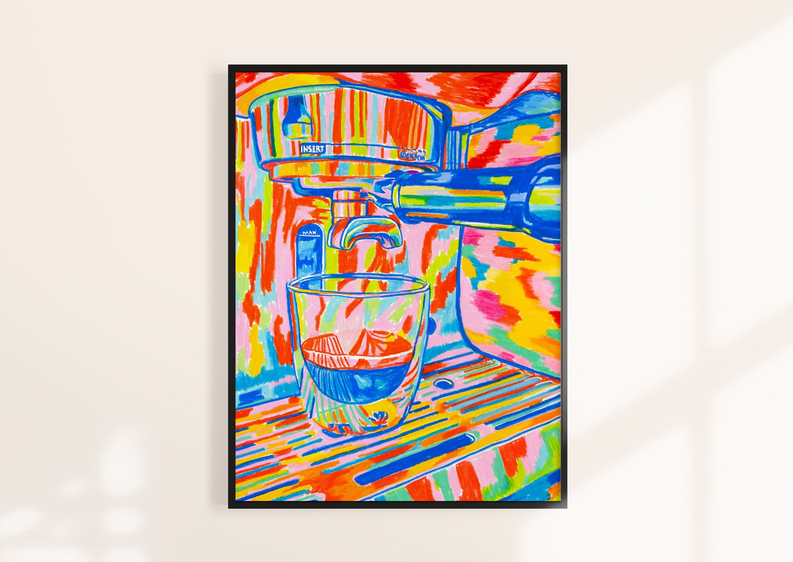 Trippy Coffee Art Print Original Rainbow Psychedelic Drawing - Etsy