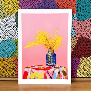 Pink Wattle Still Life Art Print | Bright Australian Native Flowers ...
