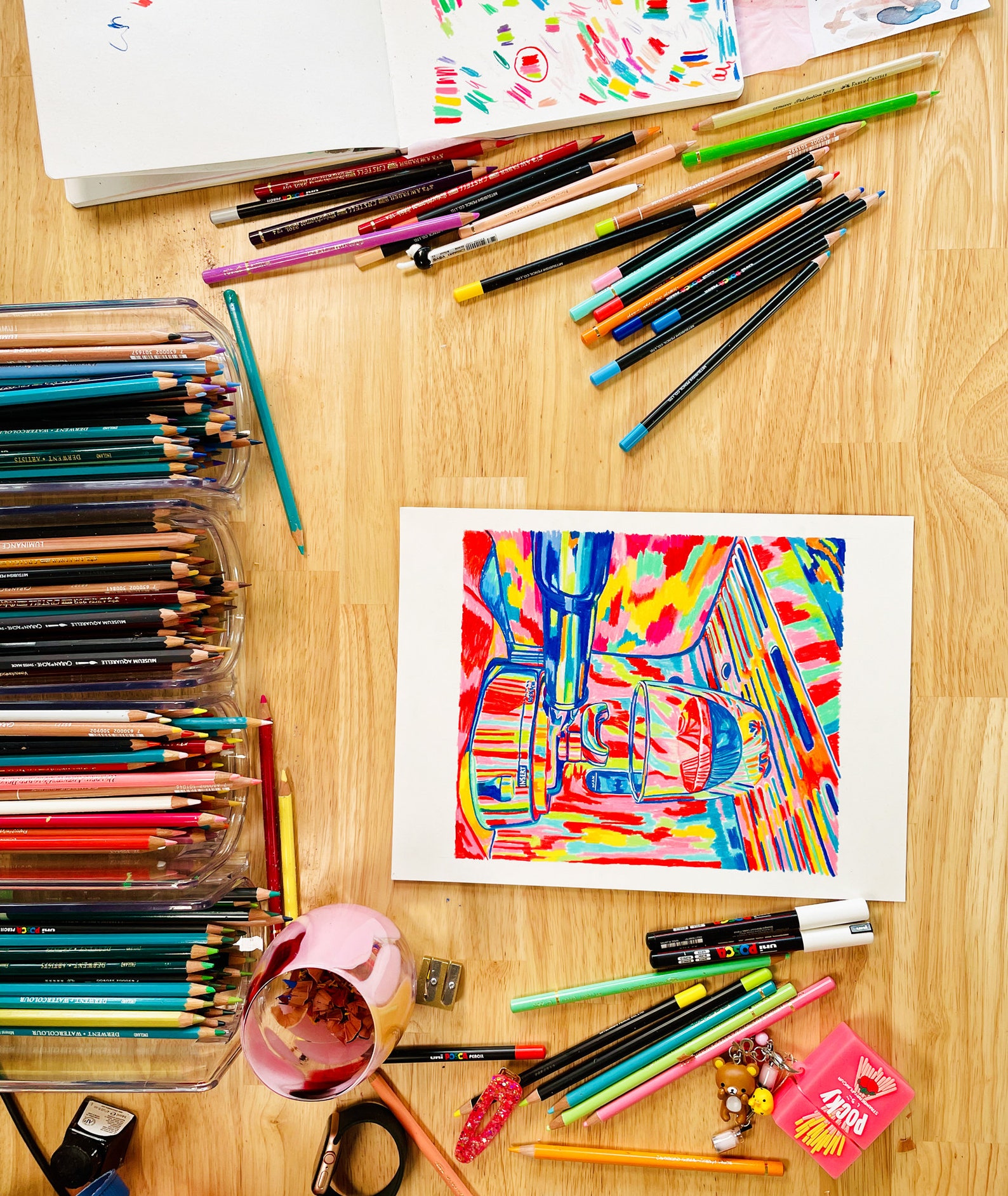 Trippy Coffee Art Print | Original Rainbow Psychedelic Drawing | Modern ...