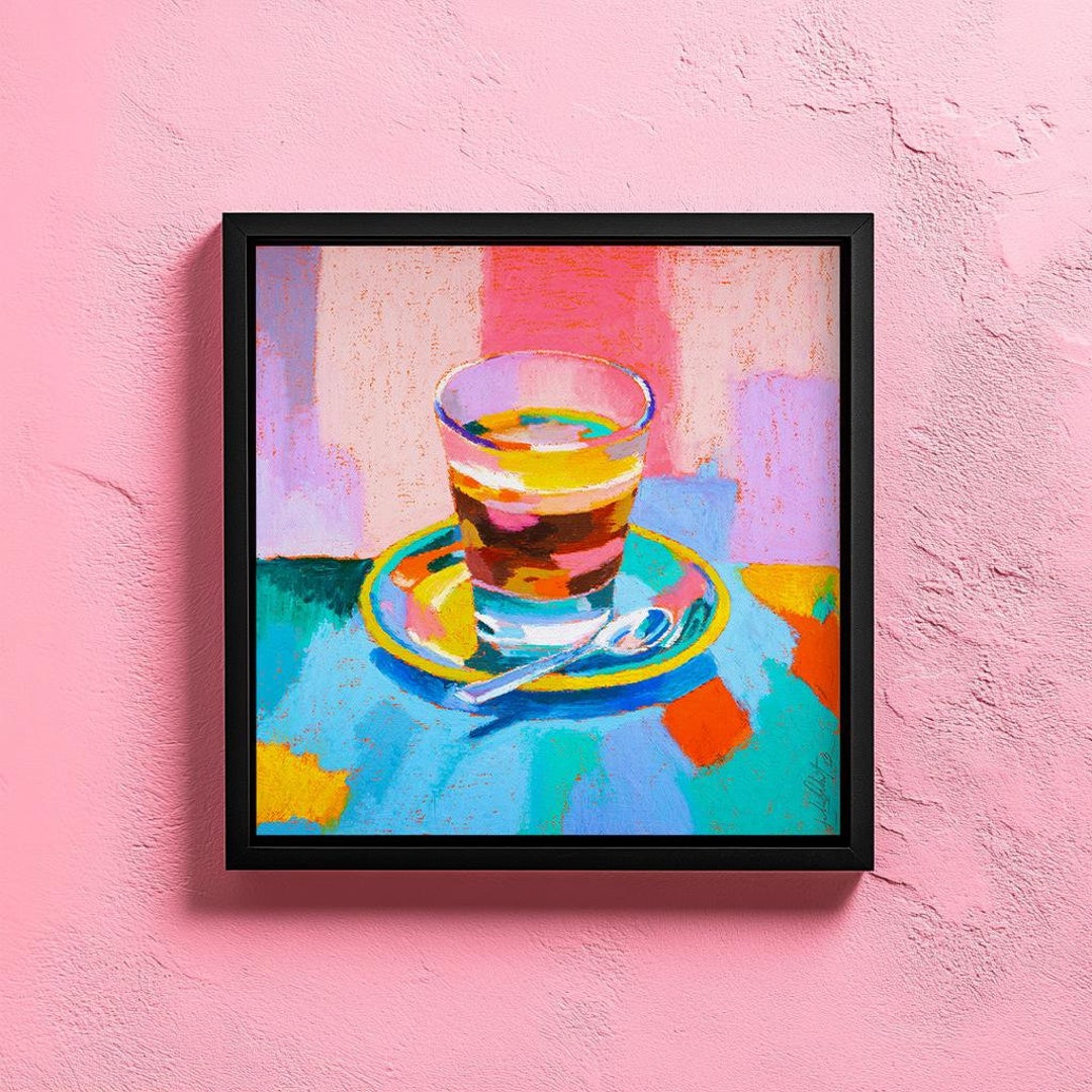 Coffee Espresso Oil Pastel Art Print. Original Drawing. Colorful Wall ...