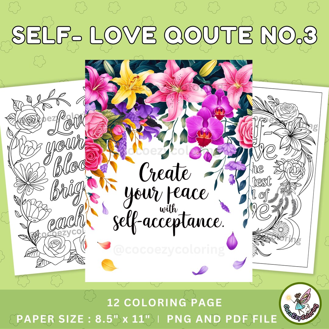 Self-love Coloring Pages No3, Coloring Pages for Teen and Adults ...