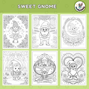Cute Sweet Gnomes Coloring, Bold and Easy Coloring Page for Adults,cute ...