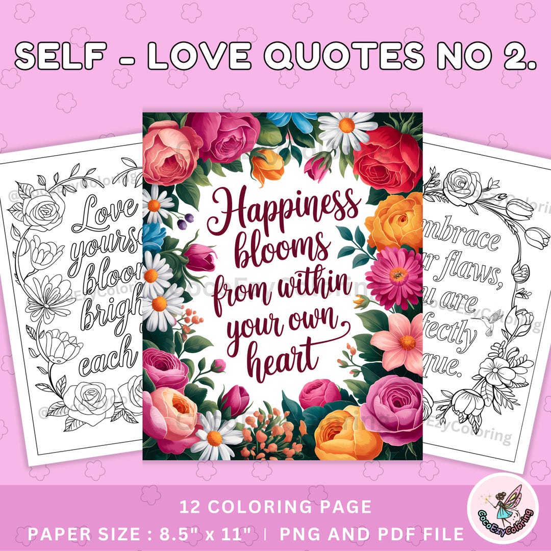 Self-love Quotes Coloring Pages: Therapy Printables for Teens & Adults ...