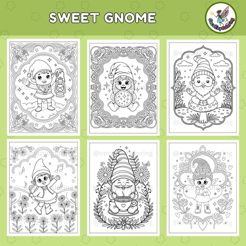 Cute Sweet Gnomes Coloring, Bold and Easy Coloring Page for Adults,cute ...