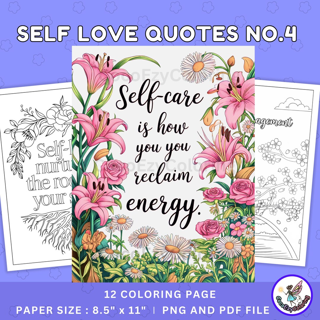 Self-love Coloring Pages No4,coloring Pages for Teen and Adults,anxiety ...