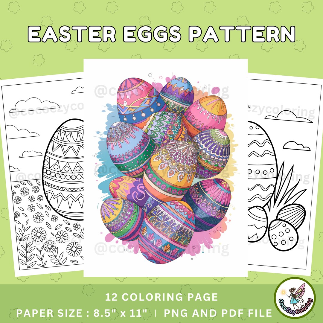 Easter Egg Pattern Coloring Pages: Fun Printable (digital Download) - Etsy