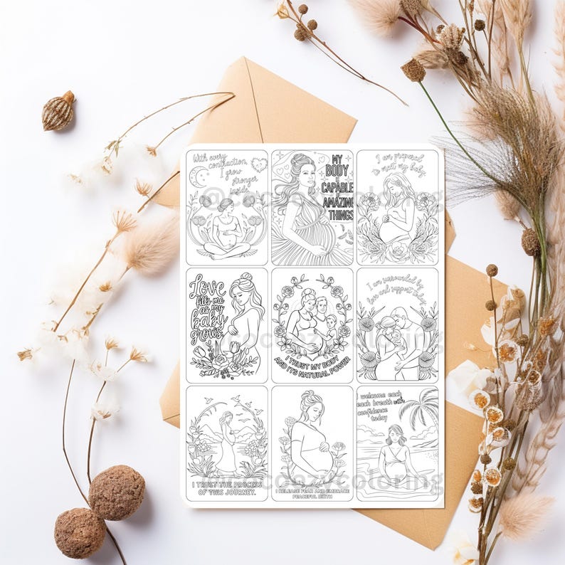 Birth Affirmation Coloring Cards,pregnancy Coloring,labour Birth ...