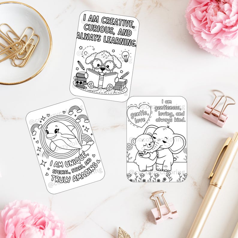 Positive Affirmation Coloring Cards,printable Self-love & Mindfulness ...