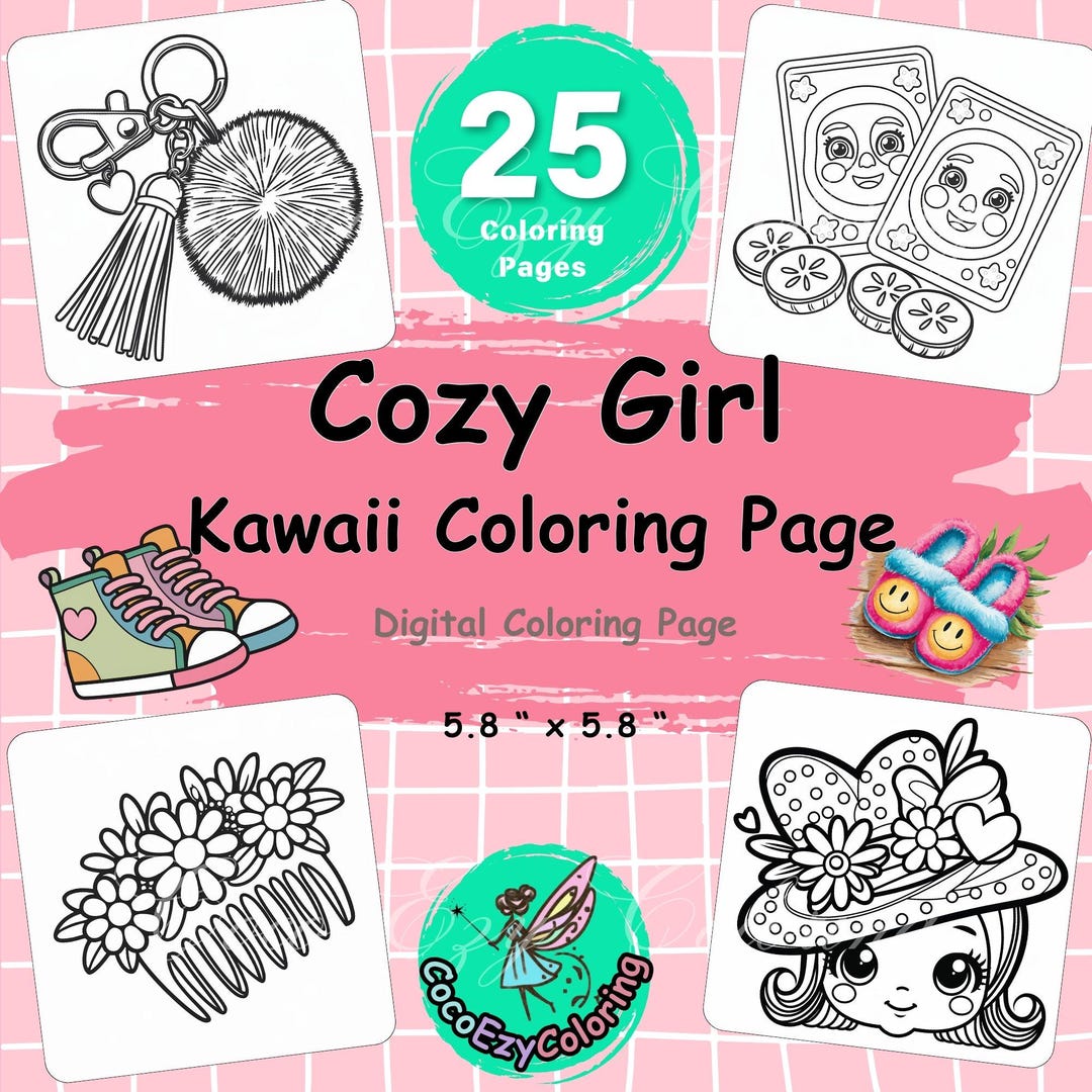 Cute Cozy Girl,kawaii Coloring Pages for Kids and Adult,cute Kawaii ...
