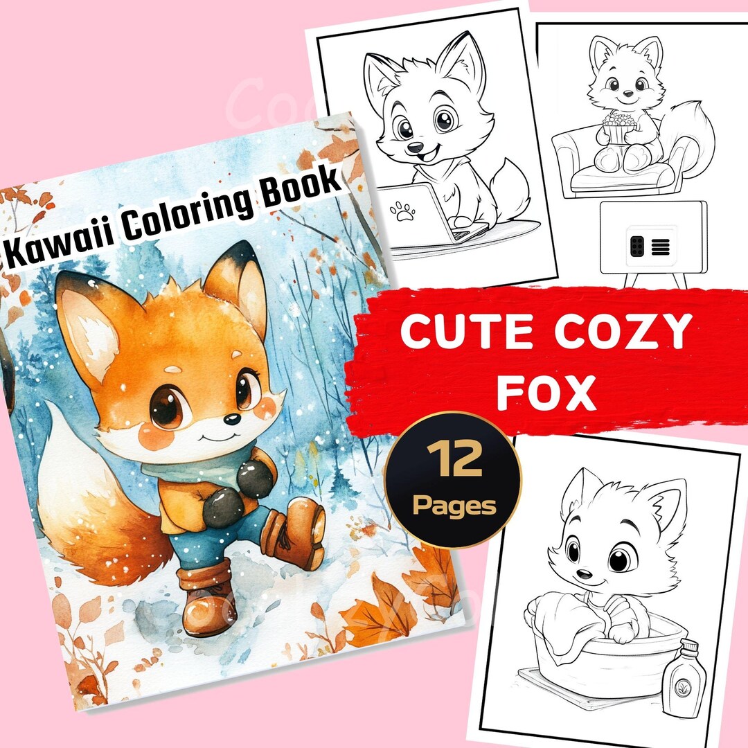 Kawaii Cozy Fox,coloring Pages for Kids,cute Coloring Page,cute Kawaii ...