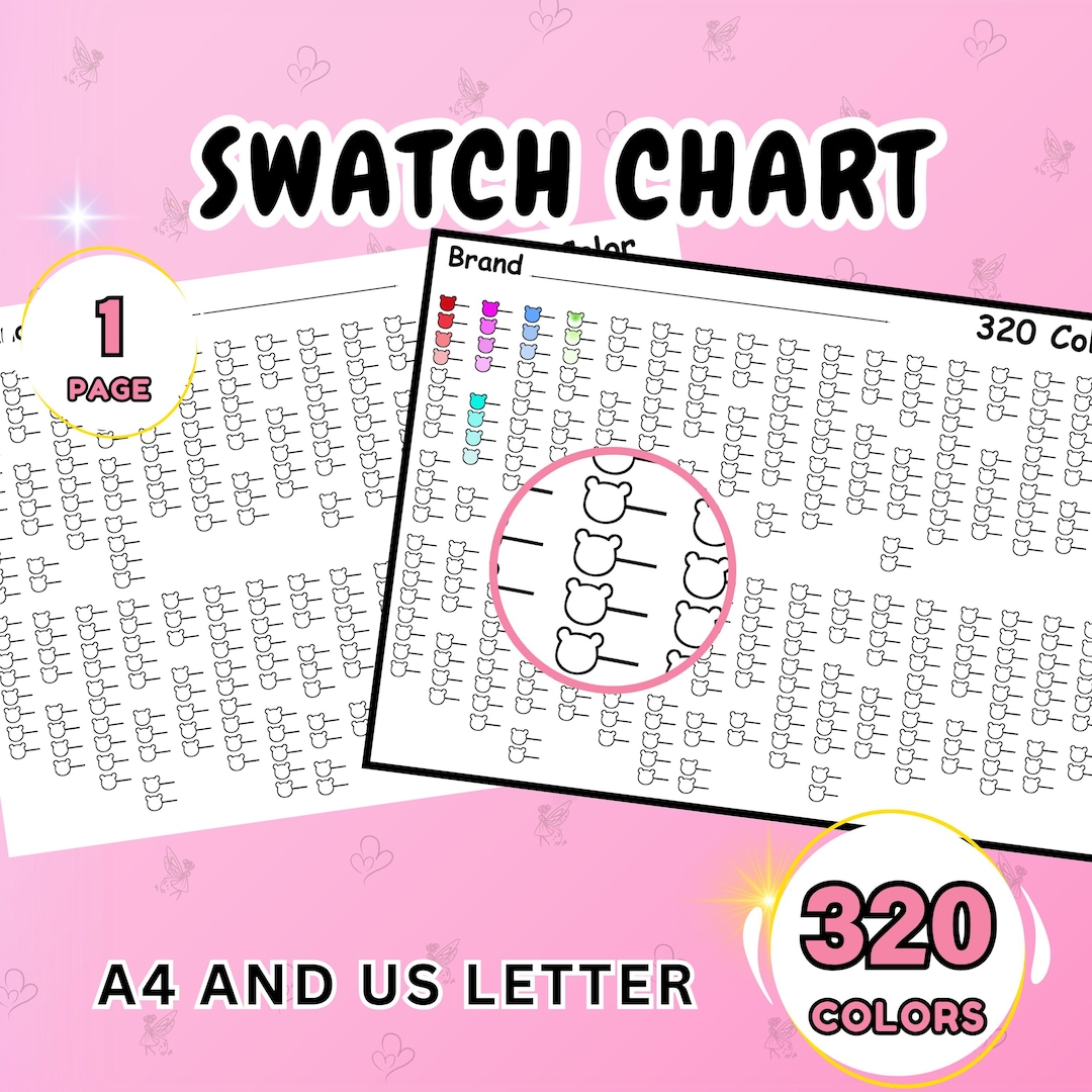 320 Color Swatch Chart: Acrylic Marker Test Sheet (printable PDF ...