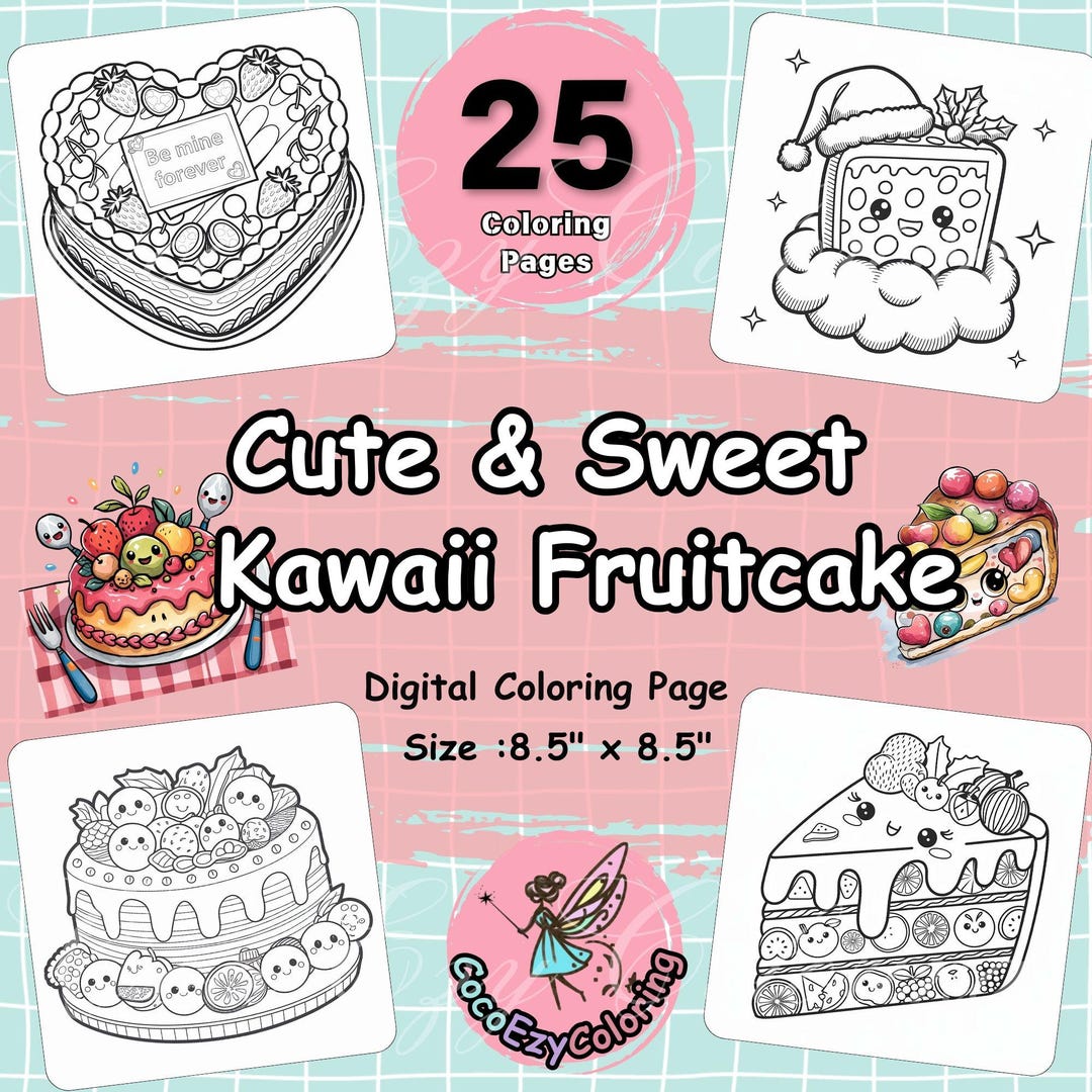 Cute&sweet Fruitcake,kawaii Coloring Book,cute Coloringpage for Kids ...