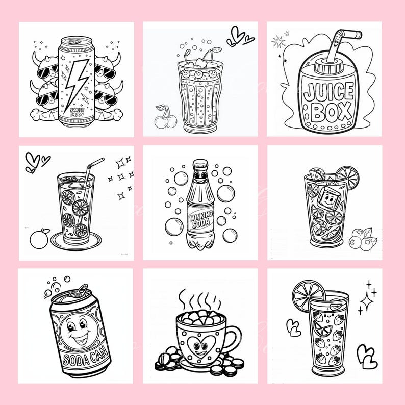 Cute & Cozy Soft Drink,bold and Easy,kawaii Coloring Book for Kids and ...