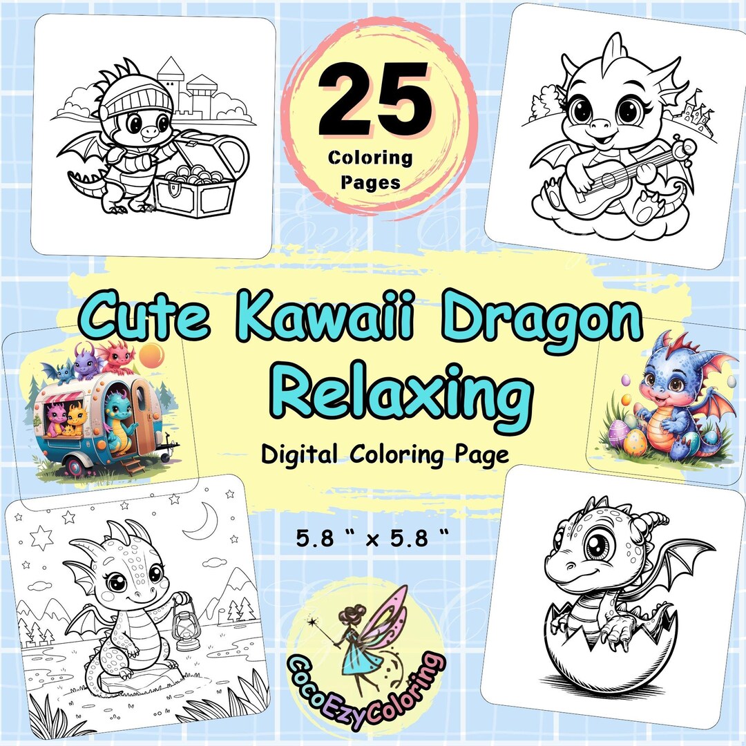Cute Kawaii Cozy Dragon Coloring Page, Cute Kawaii Images for Kid and ...