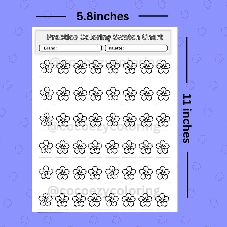 Flower Coloring Swatch Chart: Color Code Tracker (printable PDF) - Etsy