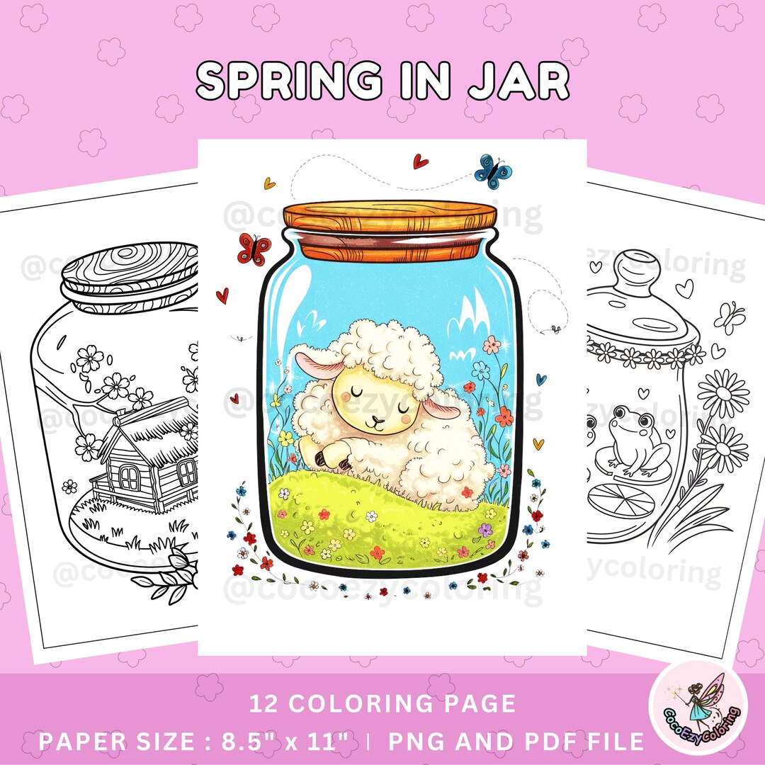 Jar Spring Coloring Pages for Adults,printable Coloring Book,cute ...