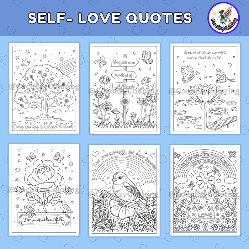 Self-love Quotes Coloring Pages: Therapy Printables (digital Download ...