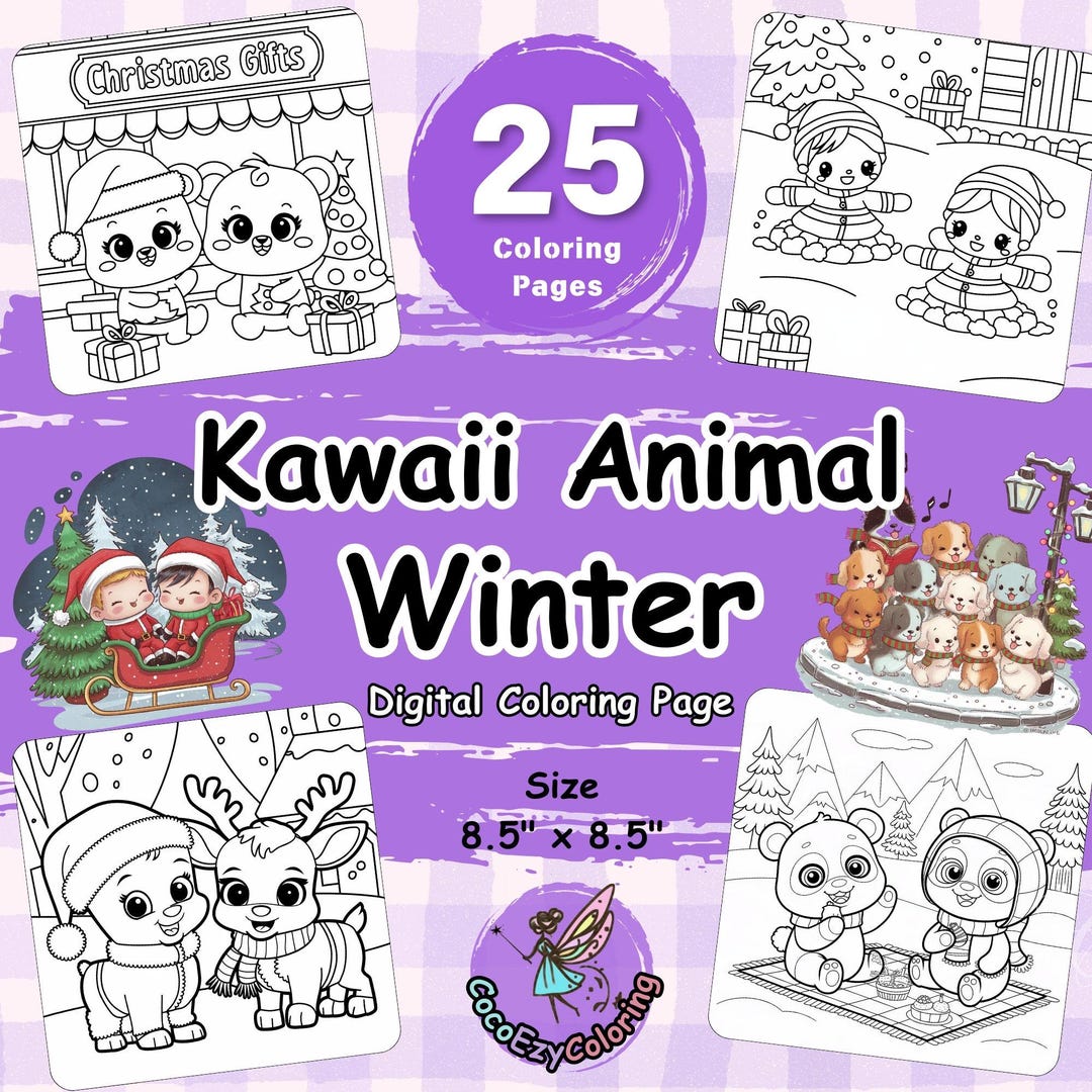 Cute Kawaii,winter Animal,cute Coloring Pages for Kids and Adults ...