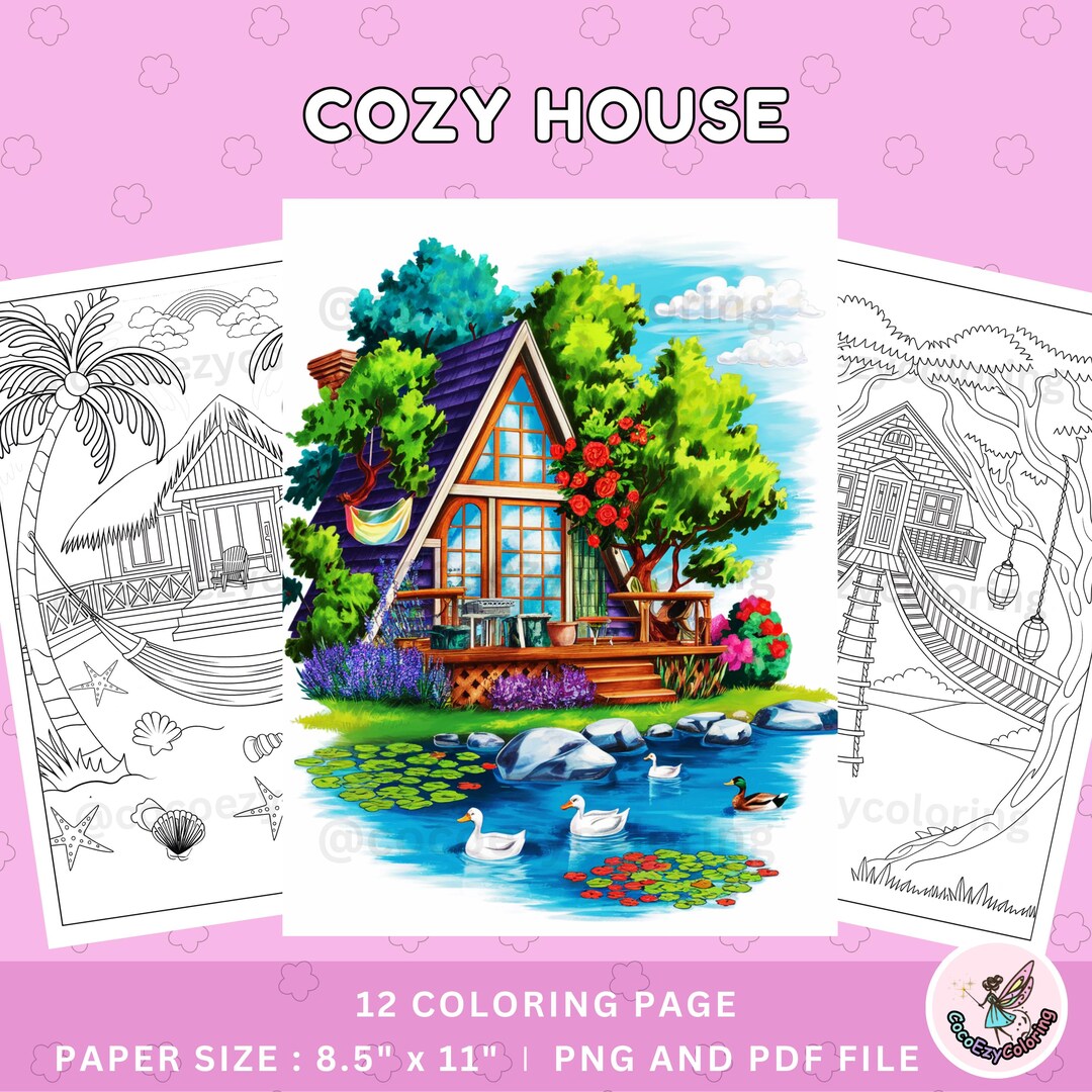 Cozy House Coloring Pages,cozy Home Aesthetic,coloring Pages for Adults ...