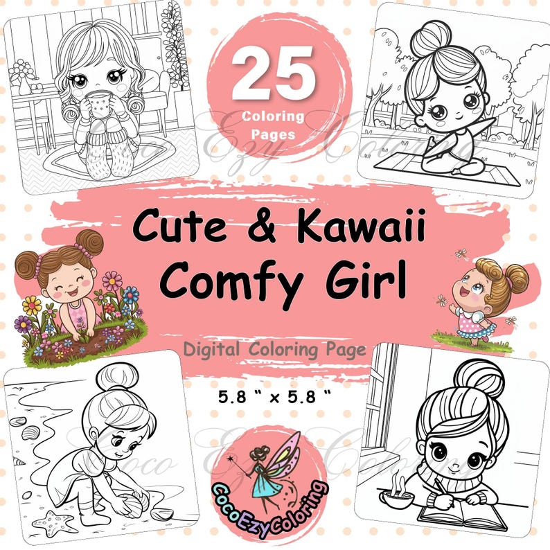Cute Kawaii Comfy Girl,coloring Pages for Kids and Adult,cute Kawaii ...